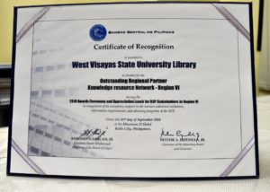 Bangko Sentral ng Pilipinas recognized WVSU Library – University ...